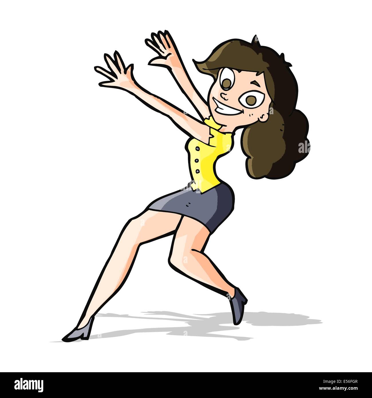 Cheerful dancing girl jumping Stock Vector Images - Alamy