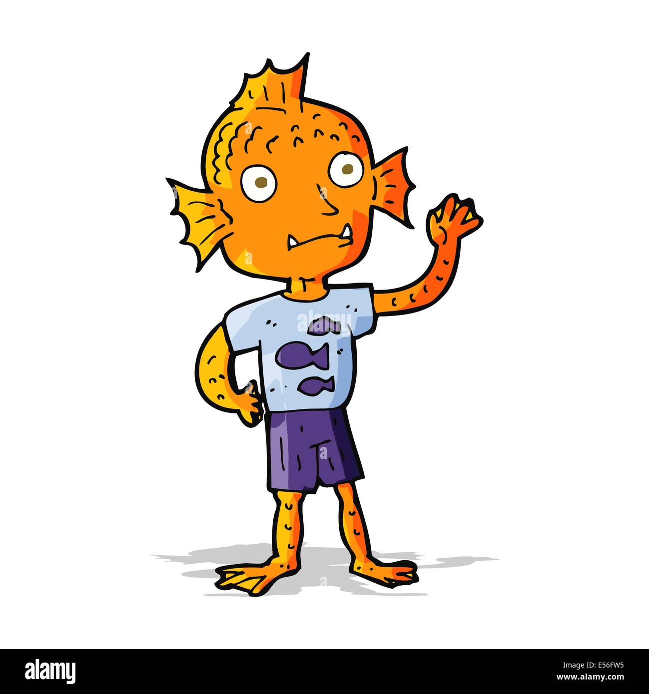 cartoon waving fish boy Stock Vector Image & Art - Alamy