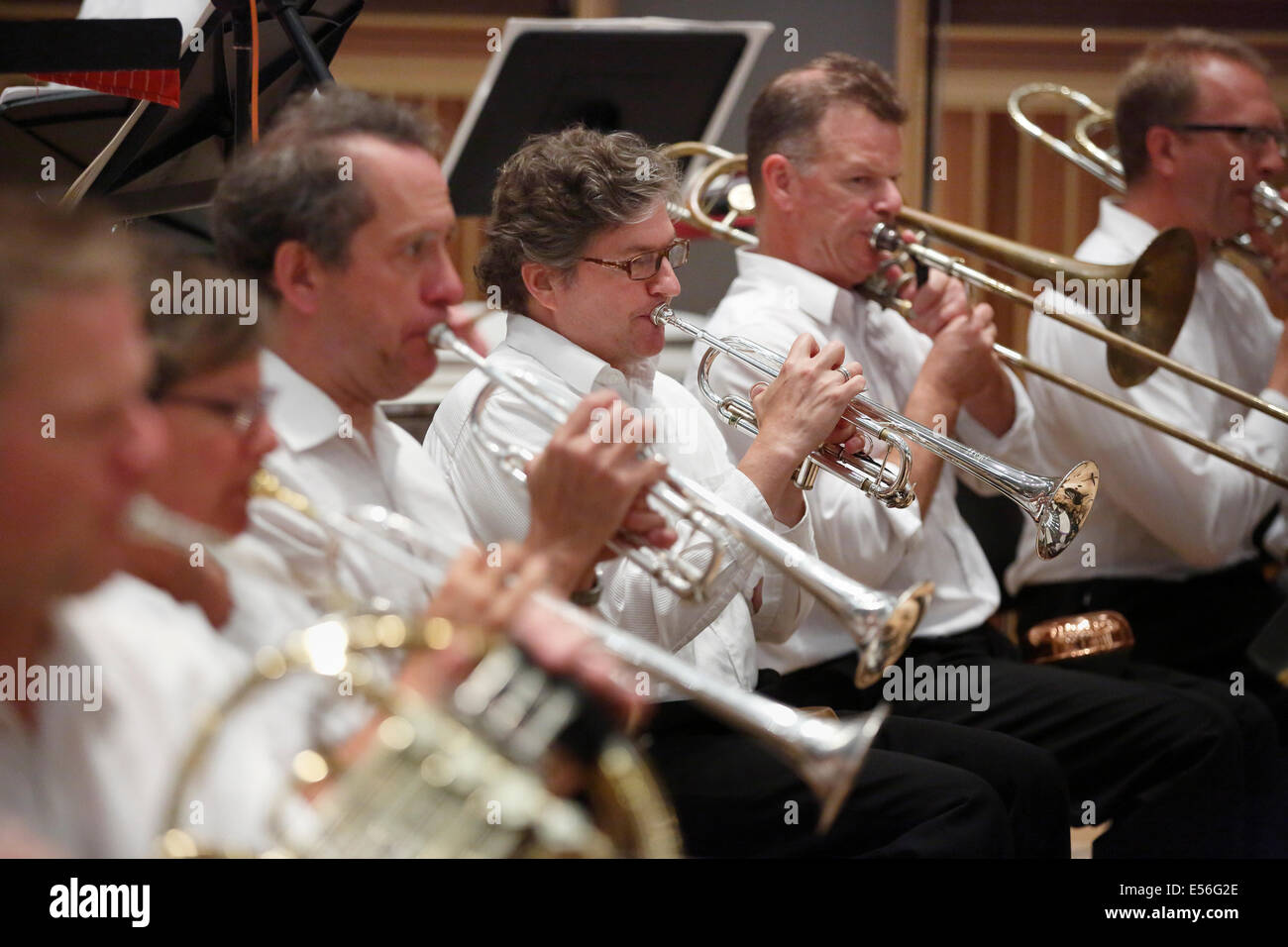 Boston Landmarks Orchestra playing in recording studio, Boston ...