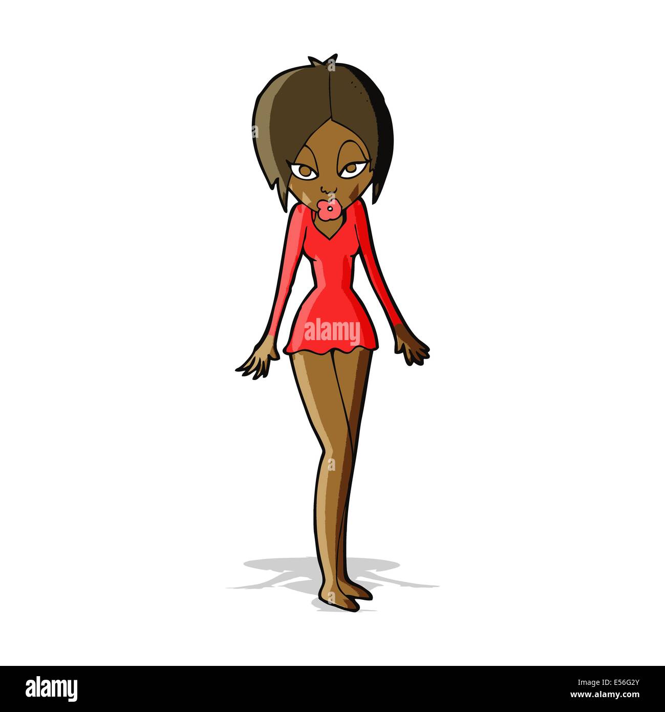 cartoon woman in short dress Stock Vector Image & Art - Alamy