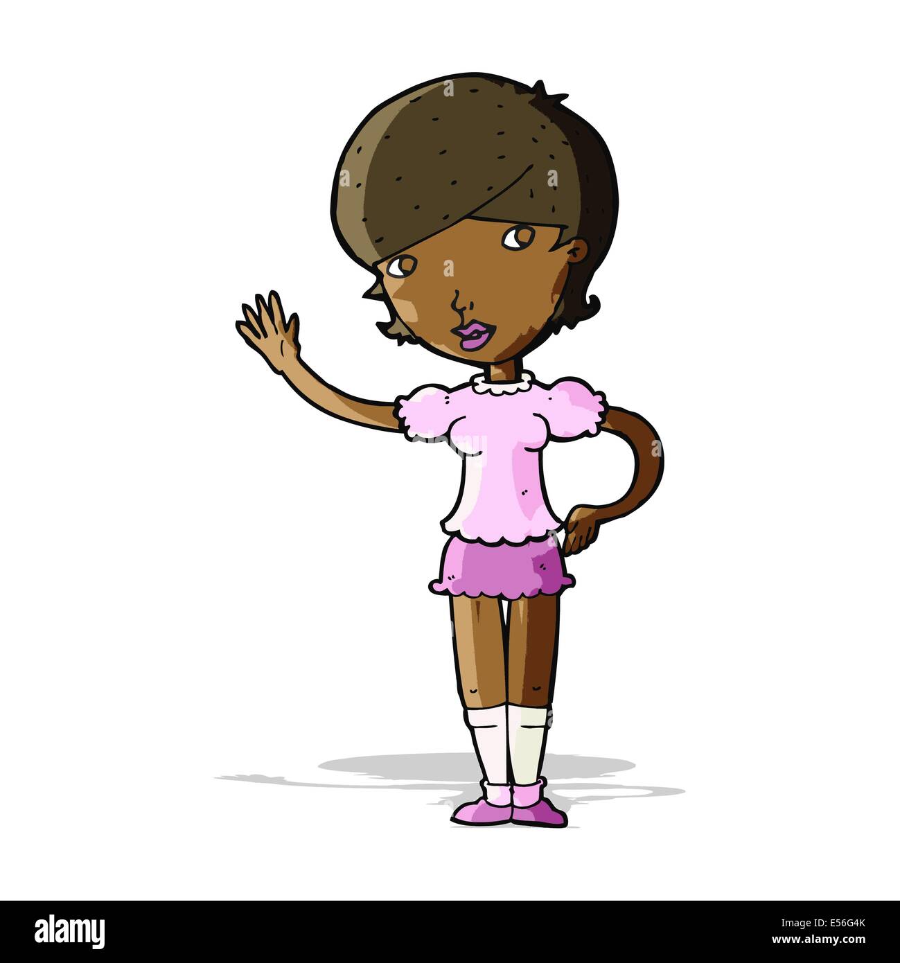 cartoon girl waving Stock Vector Image & Art - Alamy