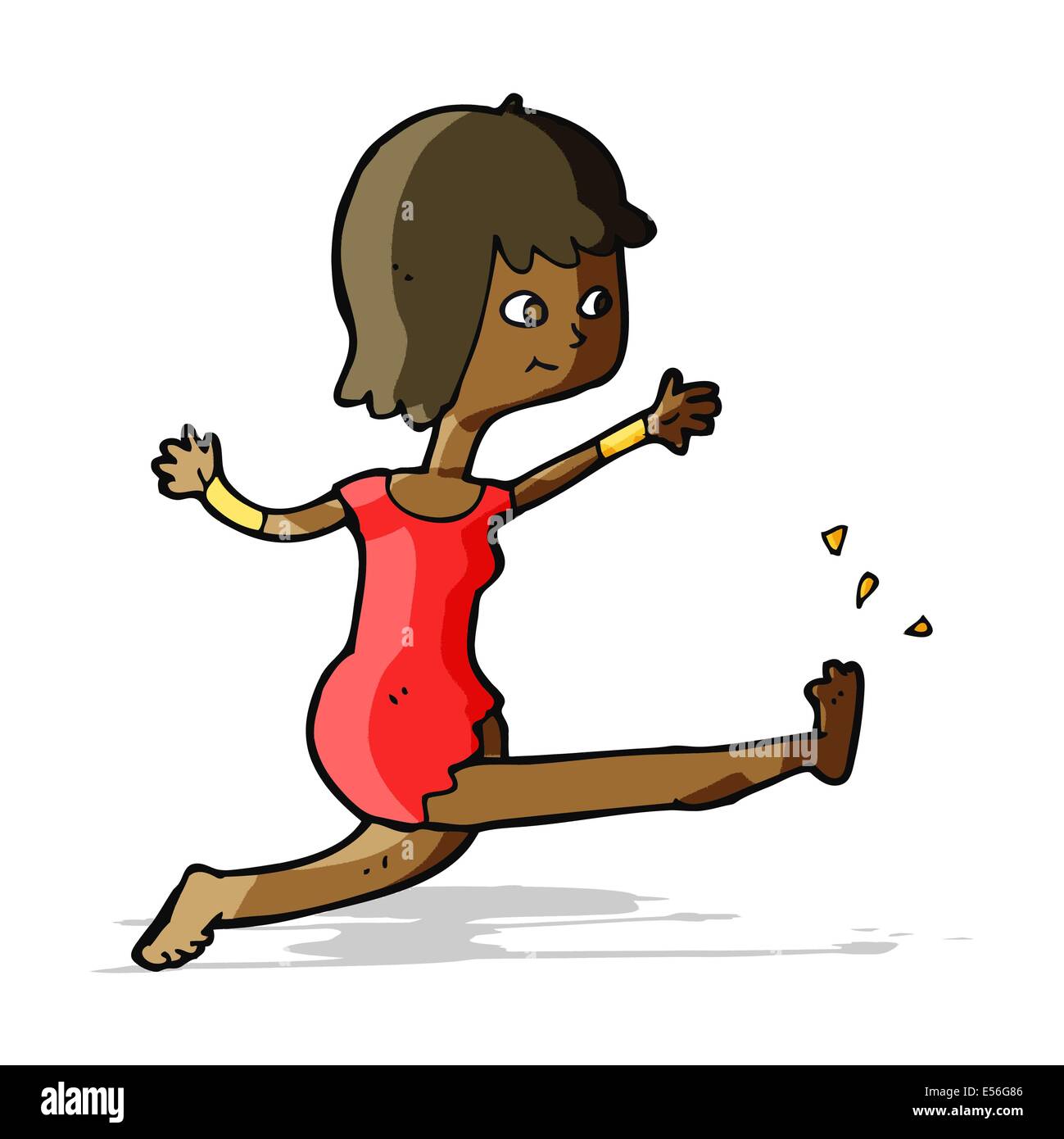 cartoon happy woman kicking Stock Vector Image & Art - Alamy