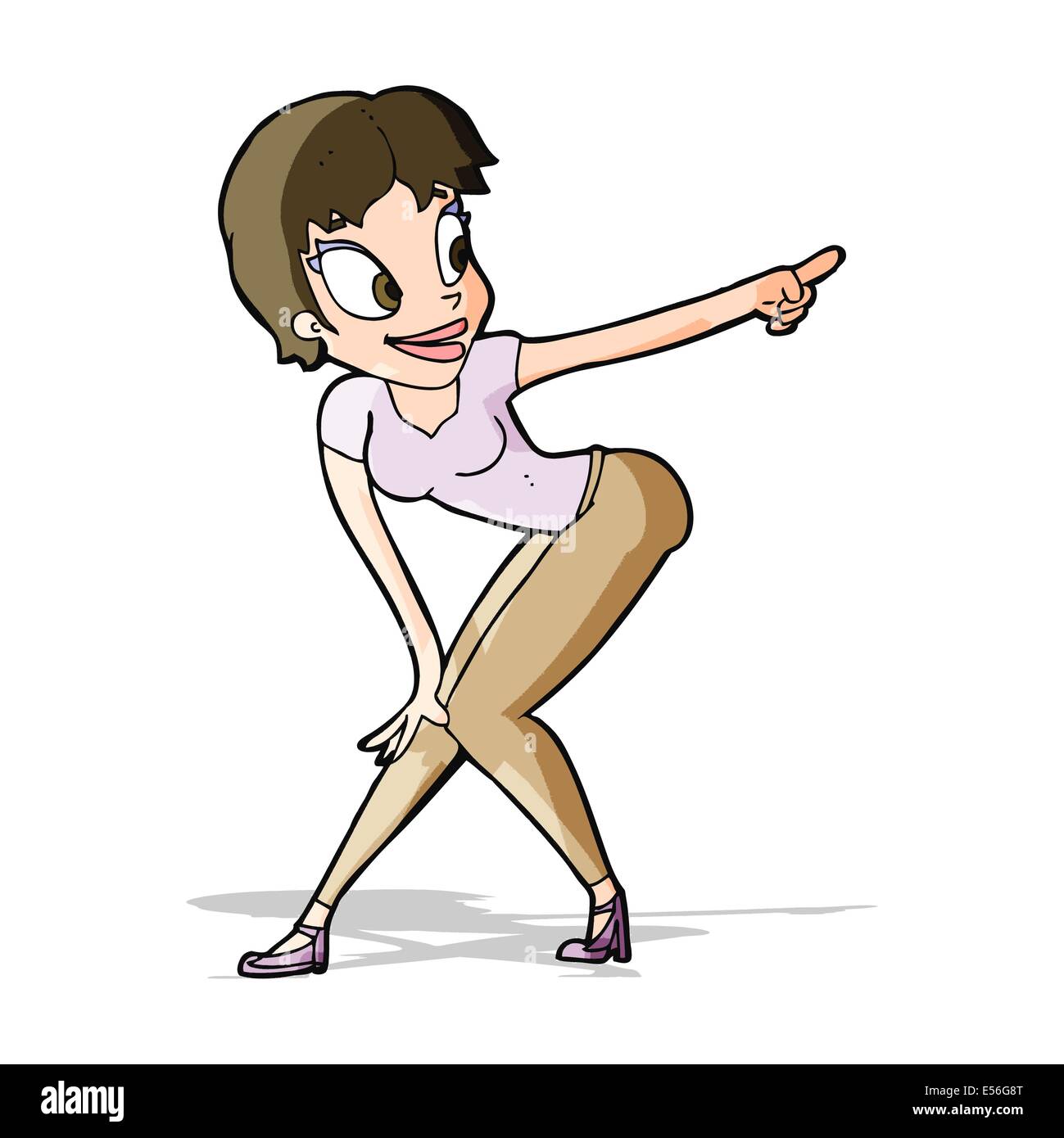 cartoon pretty woman pointing Stock Vector Image & Art - Alamy