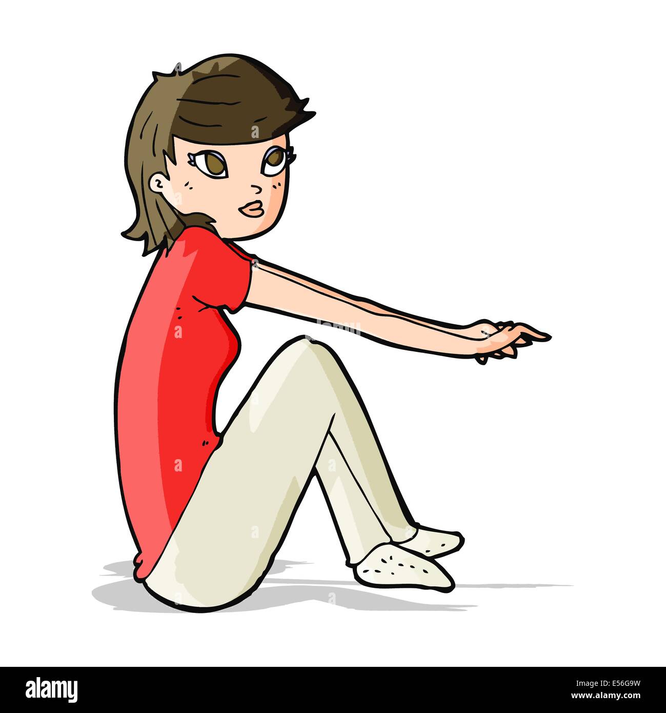 cartoon pretty girl sitting Stock Vector Image & Art - Alamy