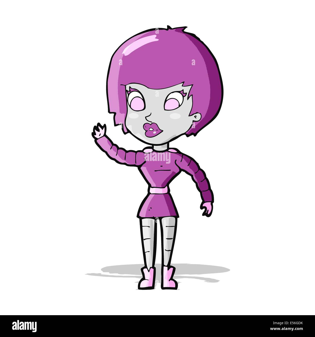 cartoon robot woman waving Stock Vector Image & Art - Alamy