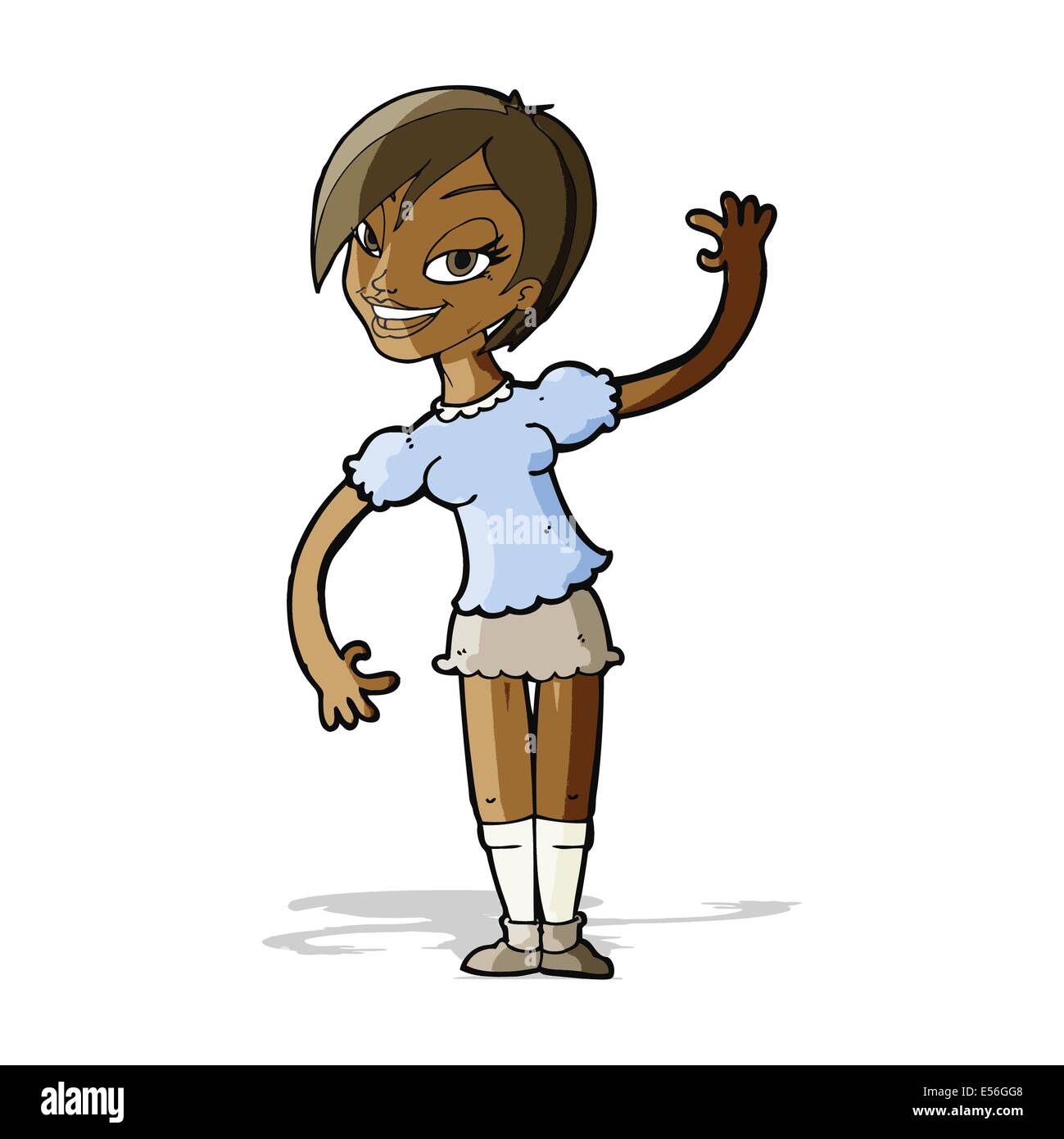 cartoon girl waving Stock Vector Image & Art - Alamy