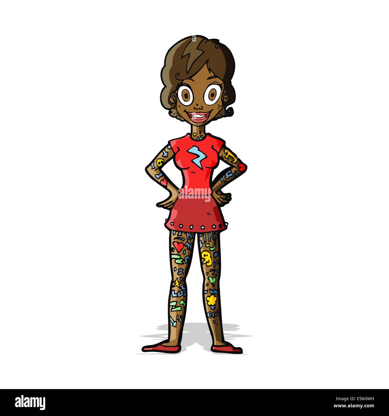 cartoon woman with heavy tattoos Stock Vector Image & Art - Alamy