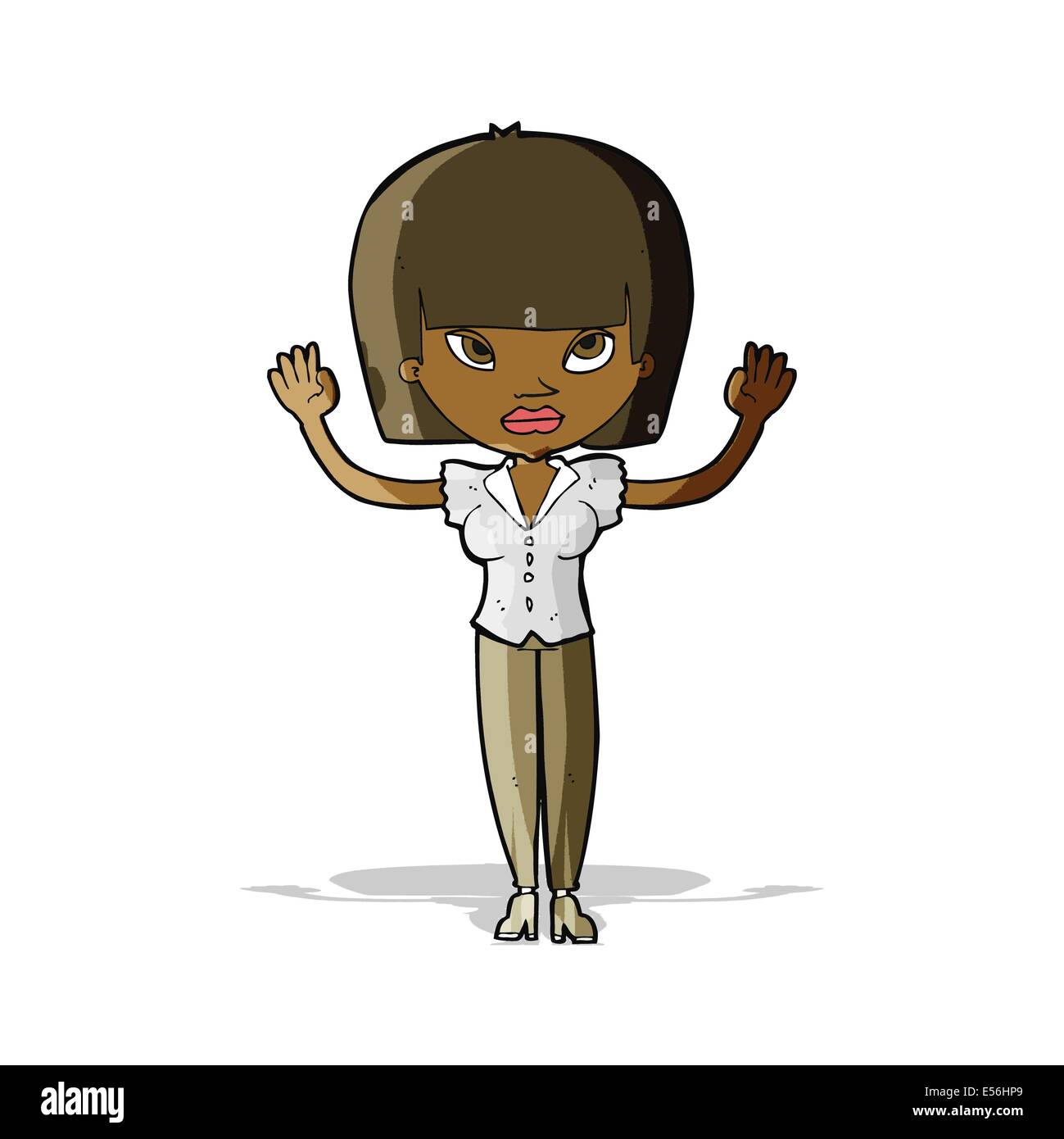 cartoon woman with raised hands Stock Vector Image & Art - Alamy