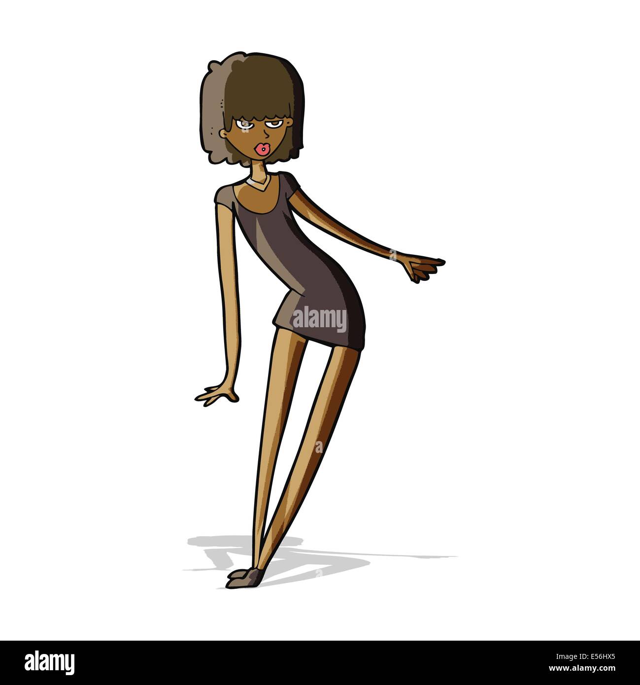 cartoon woman in dress leaning Stock Vector Image & Art - Alamy