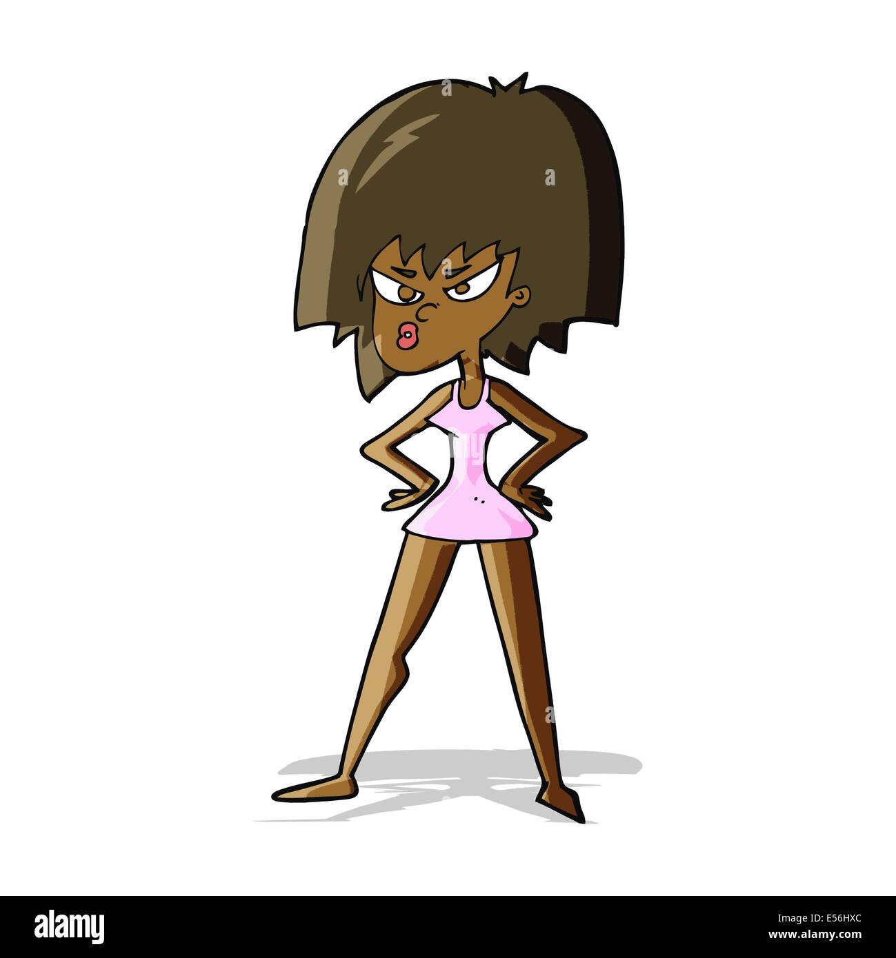 cartoon angry woman in dress Stock Vector Image & Art - Alamy