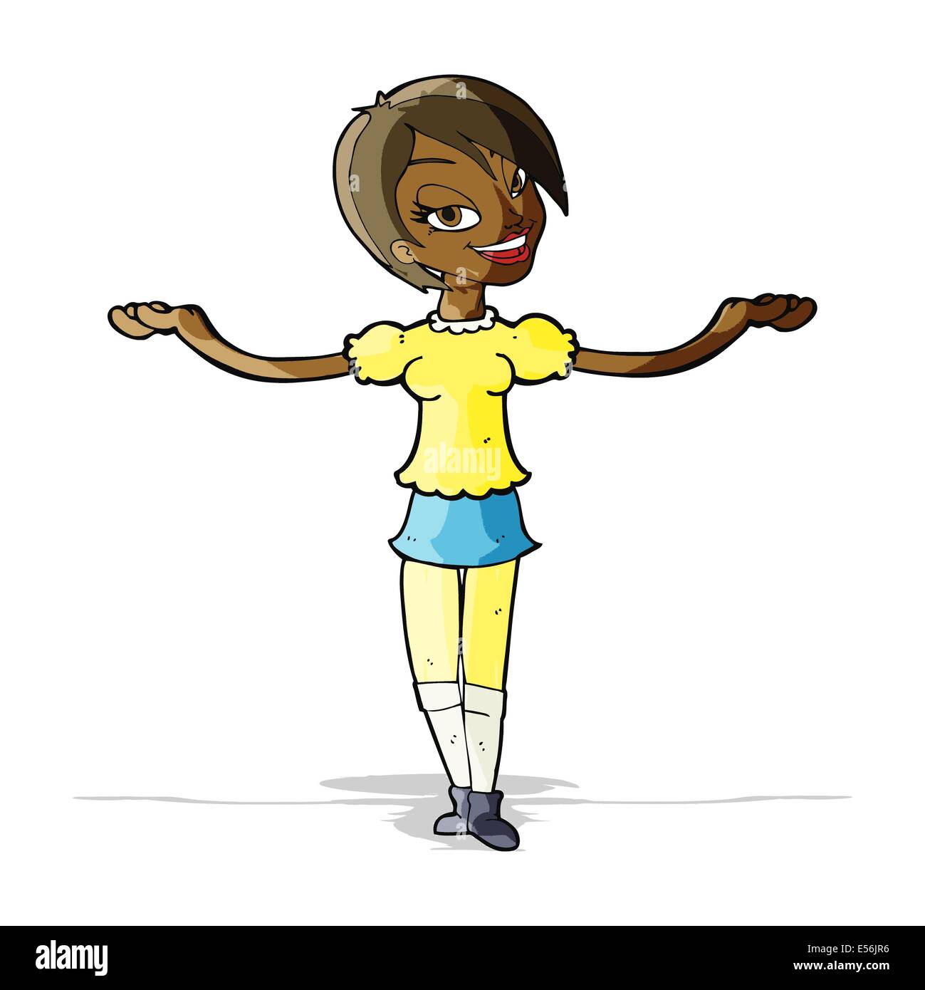 cartoon woman making open arm gesture Stock Vector Image & Art - Alamy