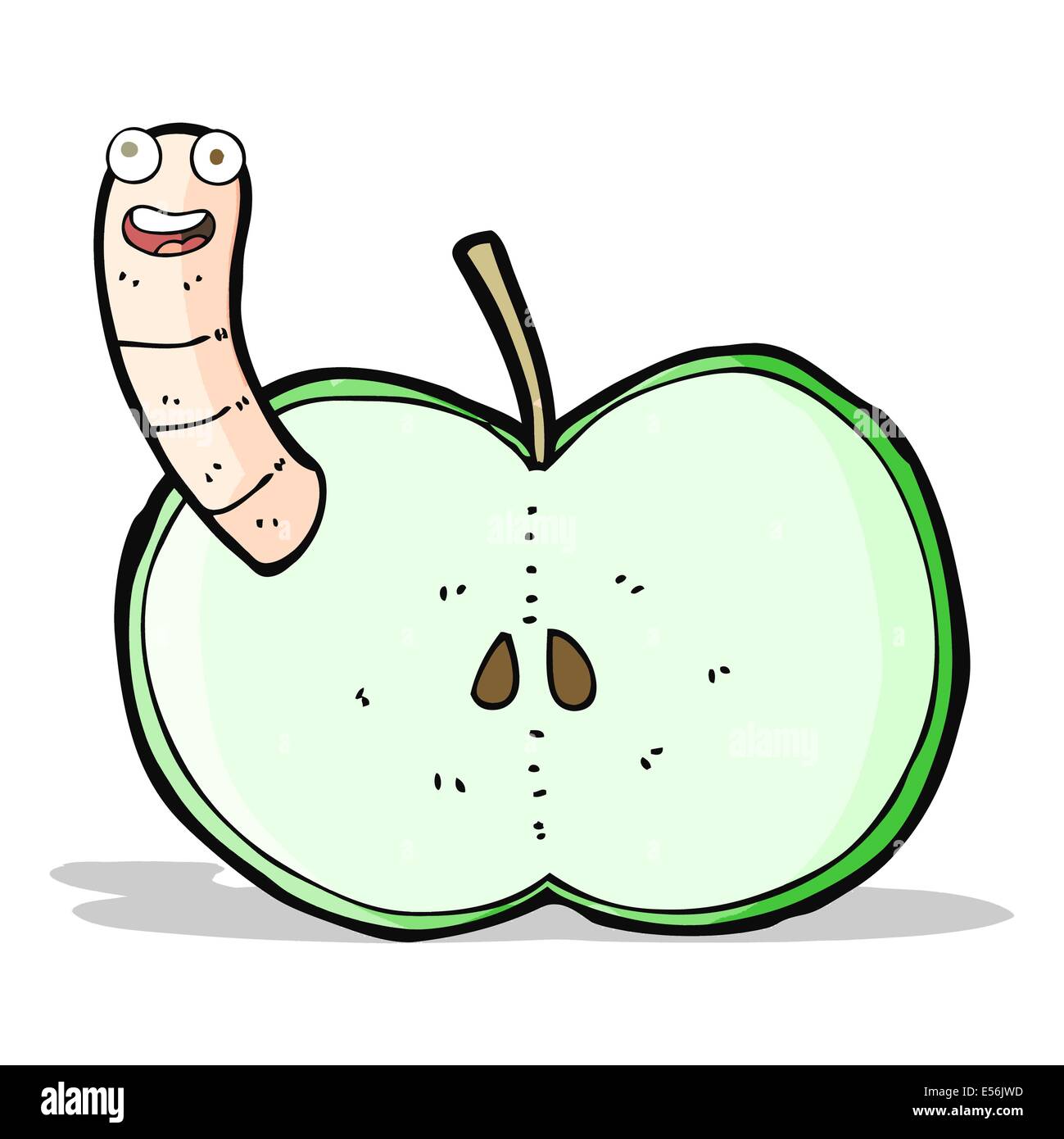 cartoon apple with worm Stock Vector Image & Art - Alamy
