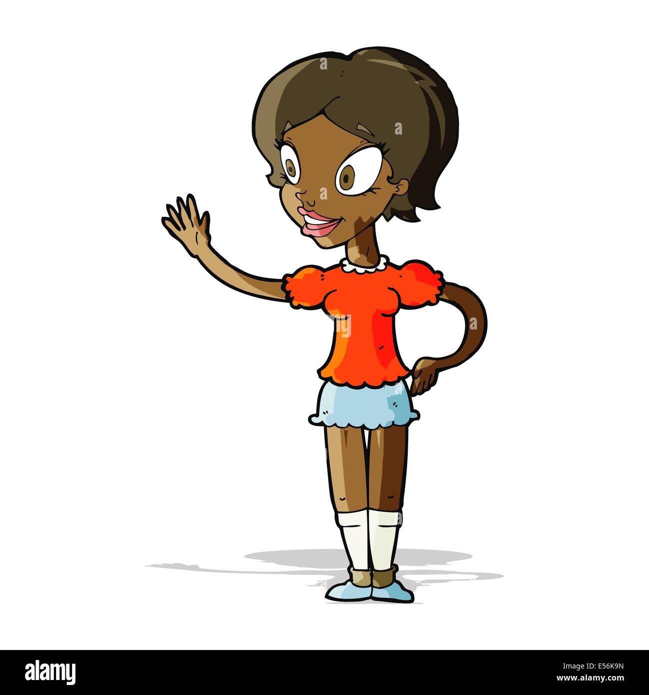 cartoon waving woman Stock Vector Image & Art - Alamy
