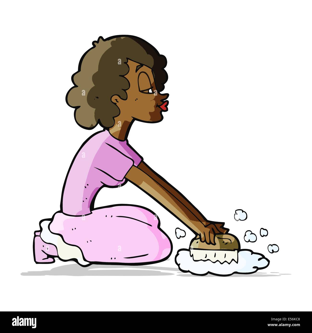 cartoon woman scrubbing floor Stock Vector Image & Art - Alamy