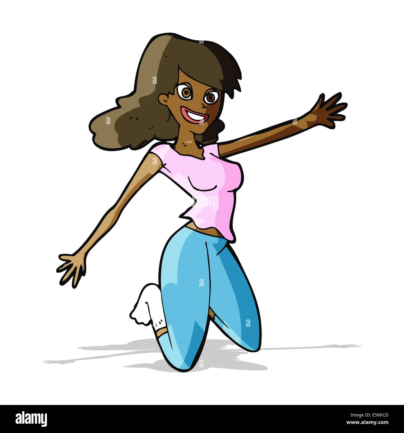 cartoon jumping woman Stock Vector Image & Art - Alamy