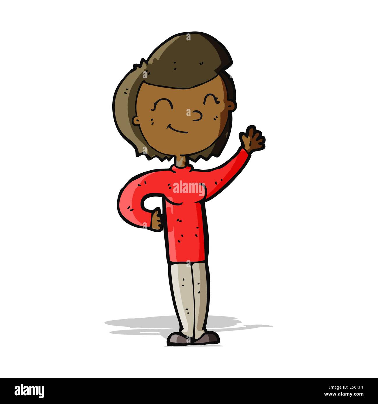 cartoon friendly waving woman Stock Vector Image & Art - Alamy