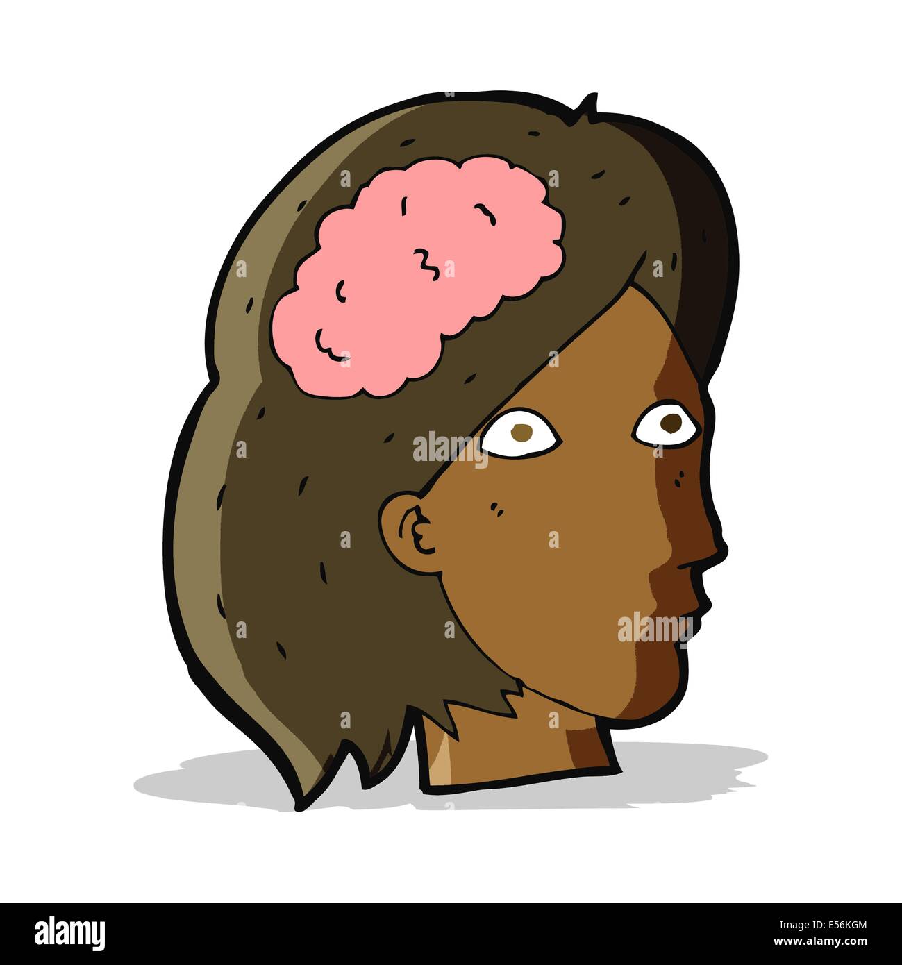 cartoon female head with brain symbol Stock Vector Image & Art - Alamy