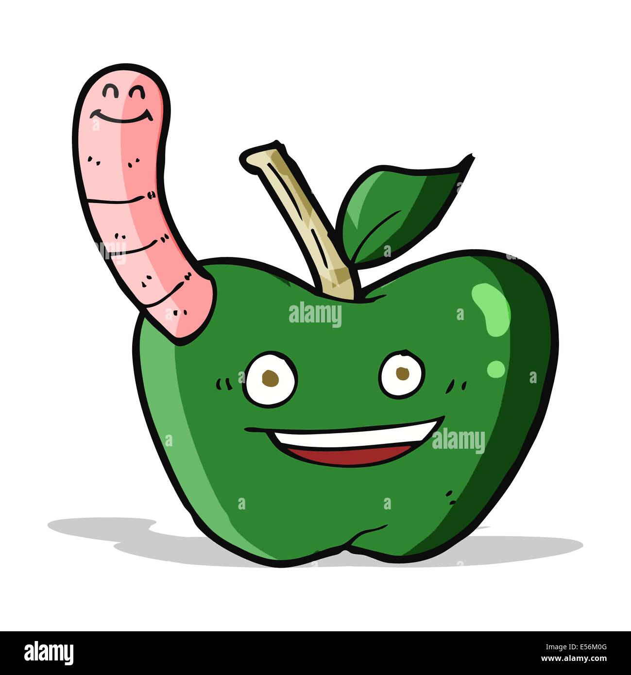 cartoon apple with worm Stock Vector Image & Art - Alamy