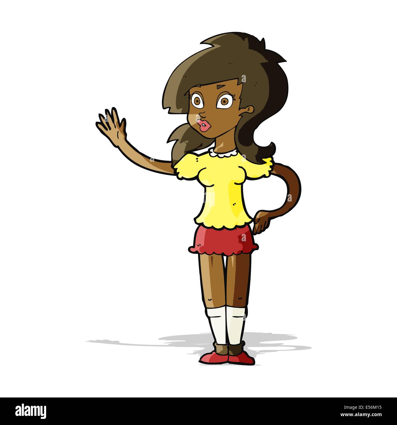 cartoon pretty woman waving for attention Stock Vector Image & Art - Alamy