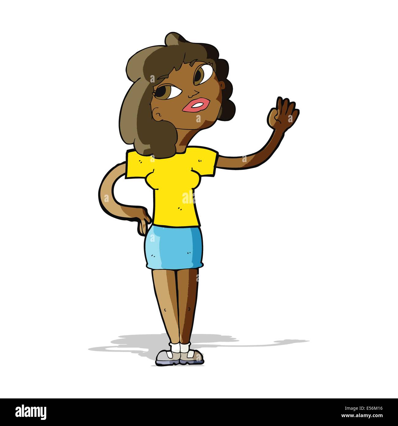 cartoon woman waving Stock Vector Image & Art - Alamy