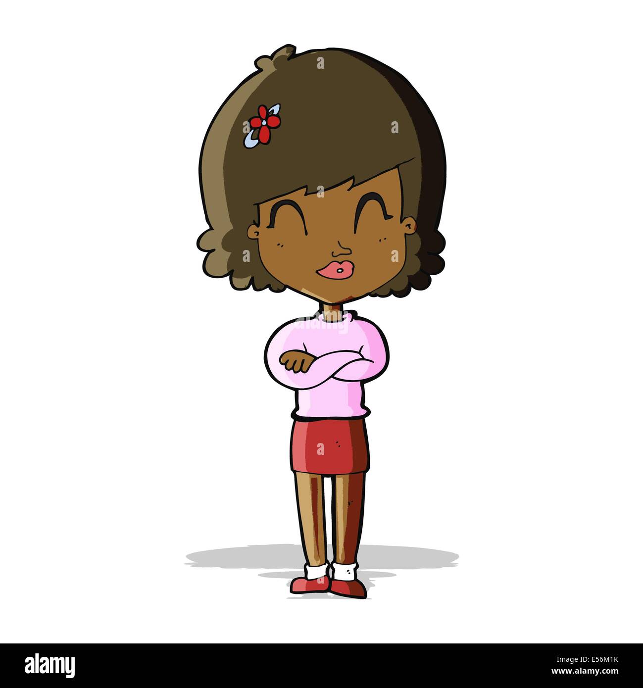 cartoon happy woman with folded arms Stock Vector Image & Art - Alamy