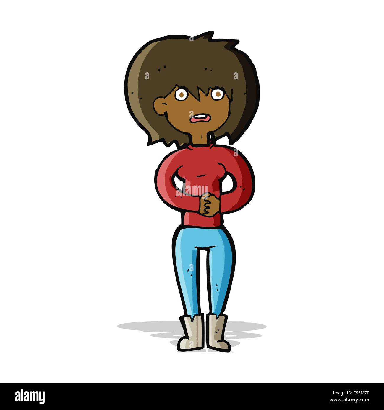Cartoon worried woman Cut Out Stock Images & Pictures - Alamy