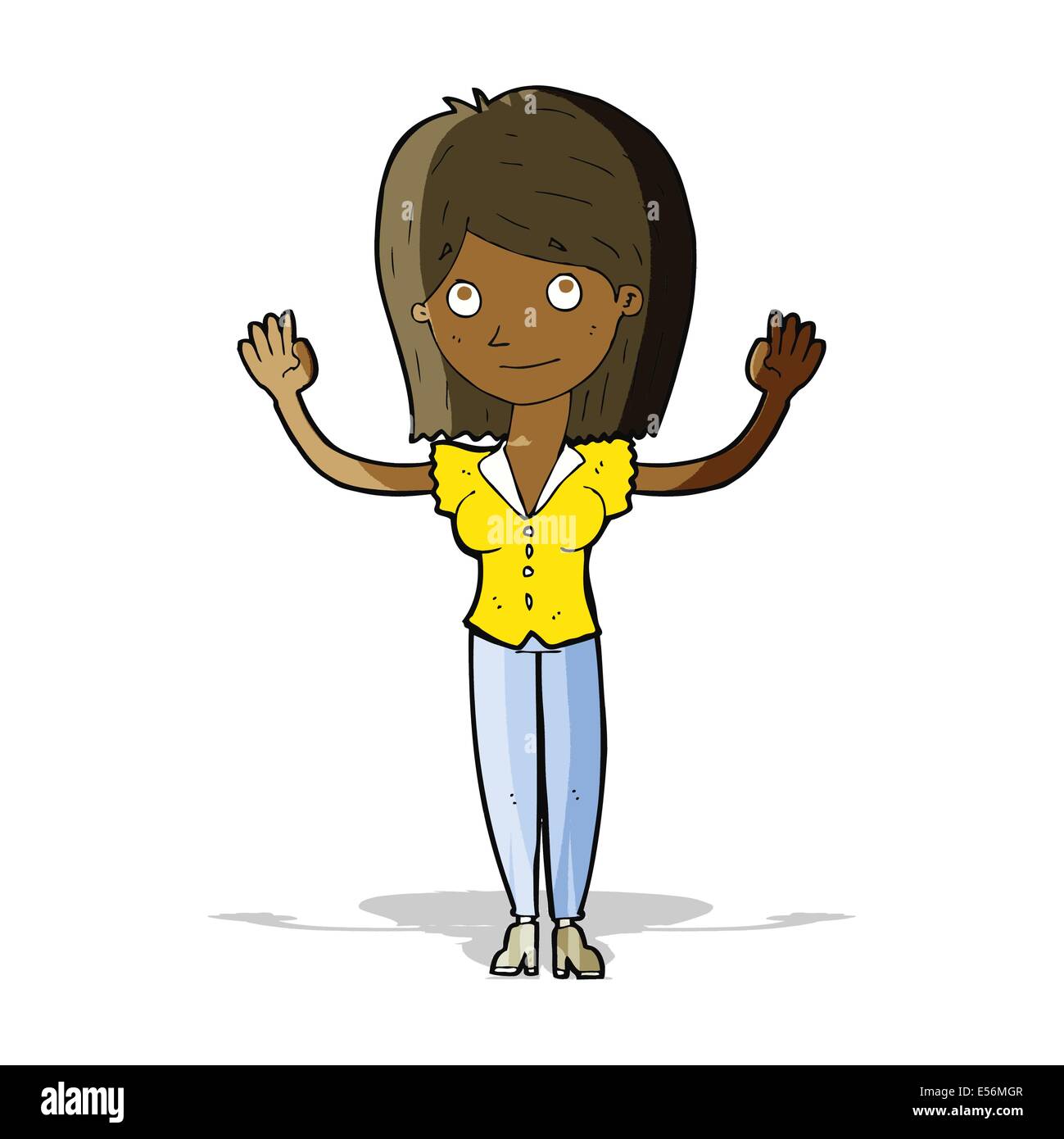 cartoon woman holding up hands Stock Vector Image & Art - Alamy