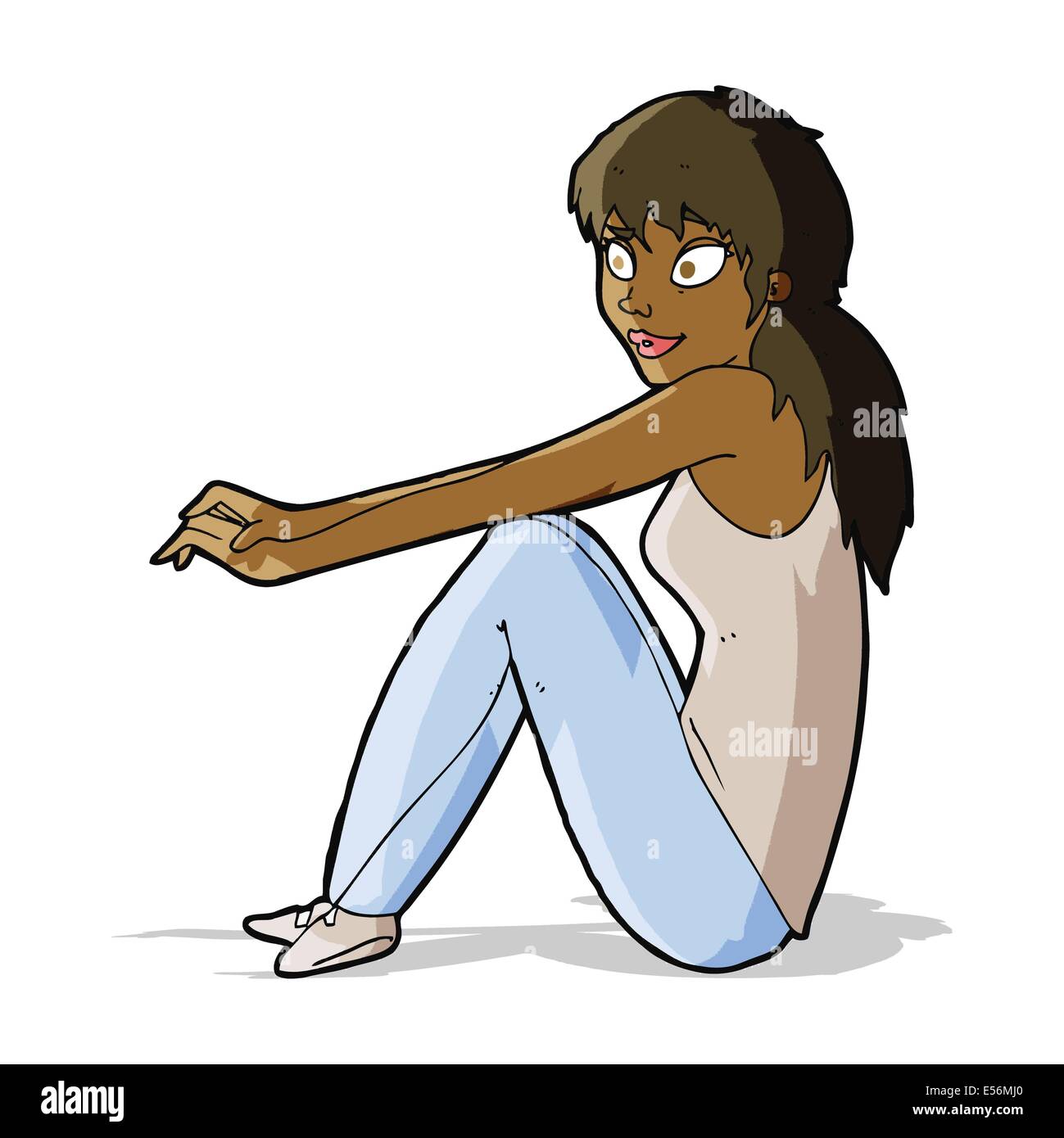 cartoon happy woman sitting Stock Vector Image & Art - Alamy