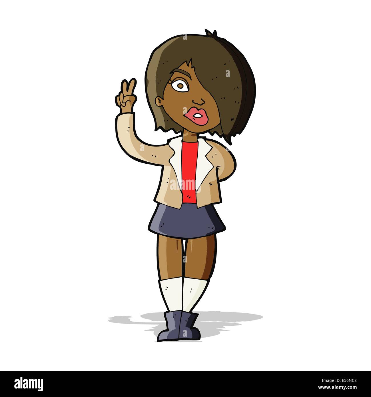 cartoon cool girl giving peace sign Stock Vector Image & Art - Alamy