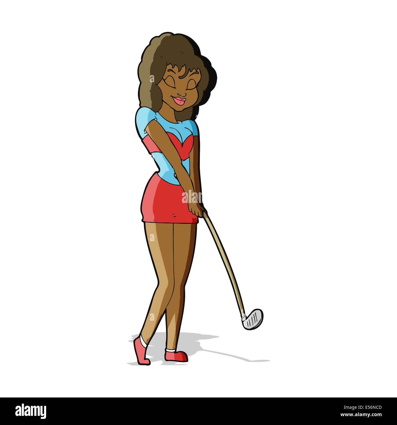 cartoon woman playing golf Stock Vector Image & Art - Alamy