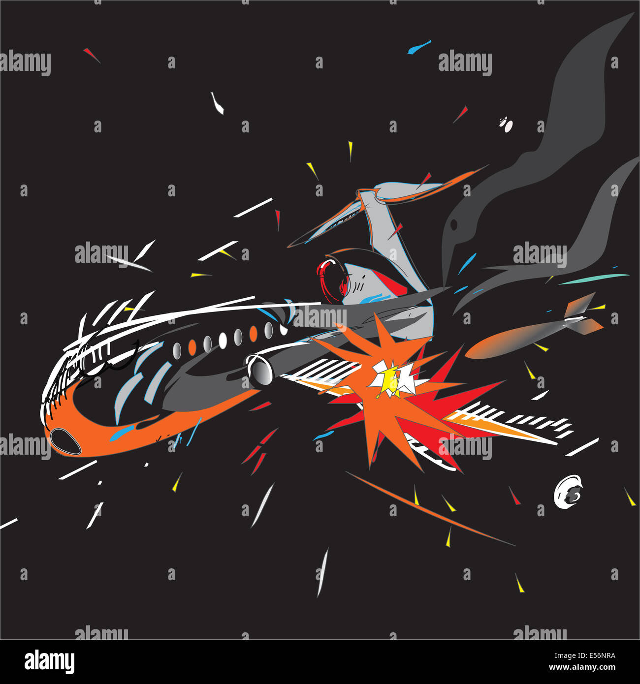 Illustration of a Plane Crash Stock Photo - Alamy