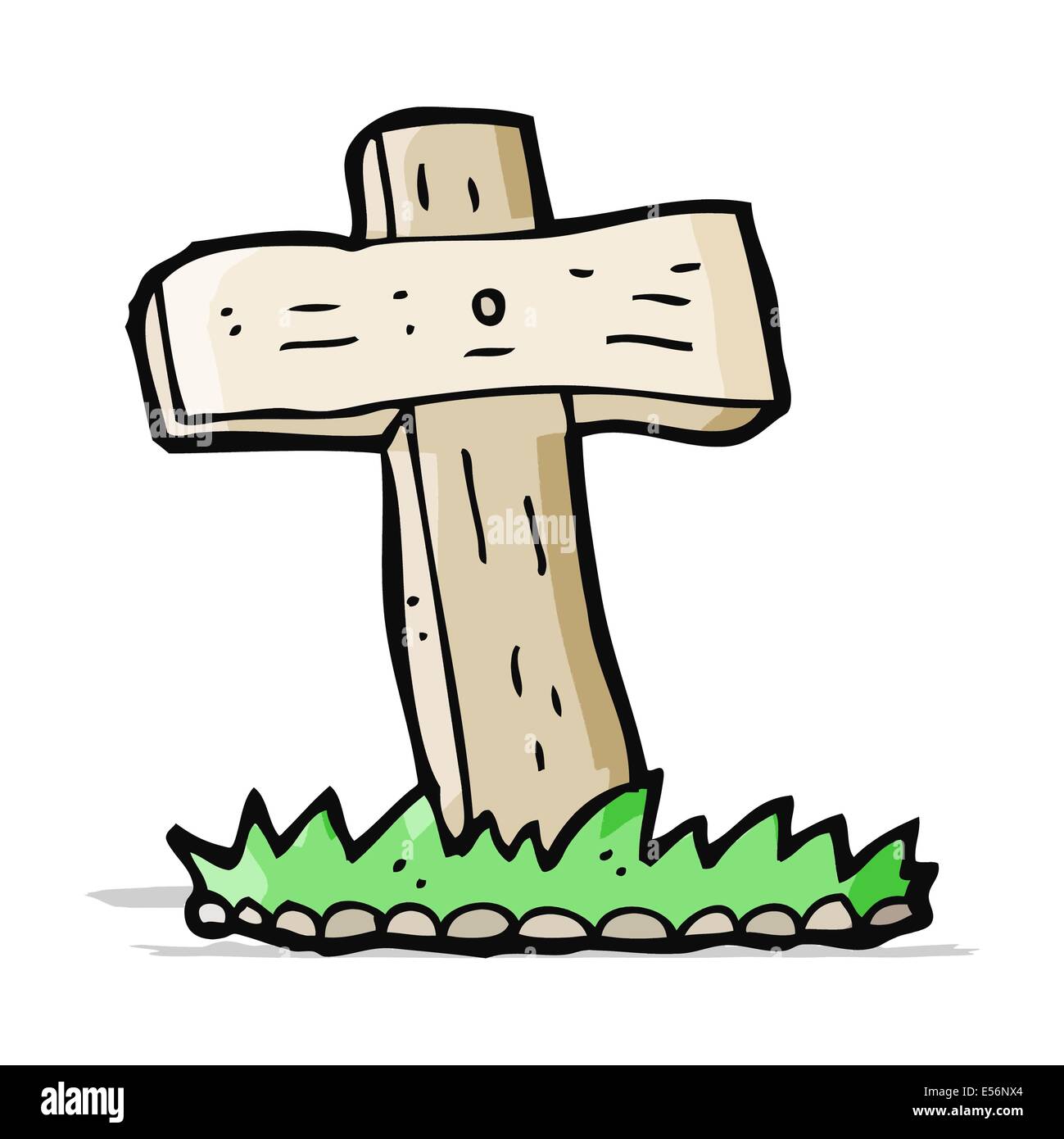 Cartoon wooden cross grave Cut Out Stock Images & Pictures - Alamy