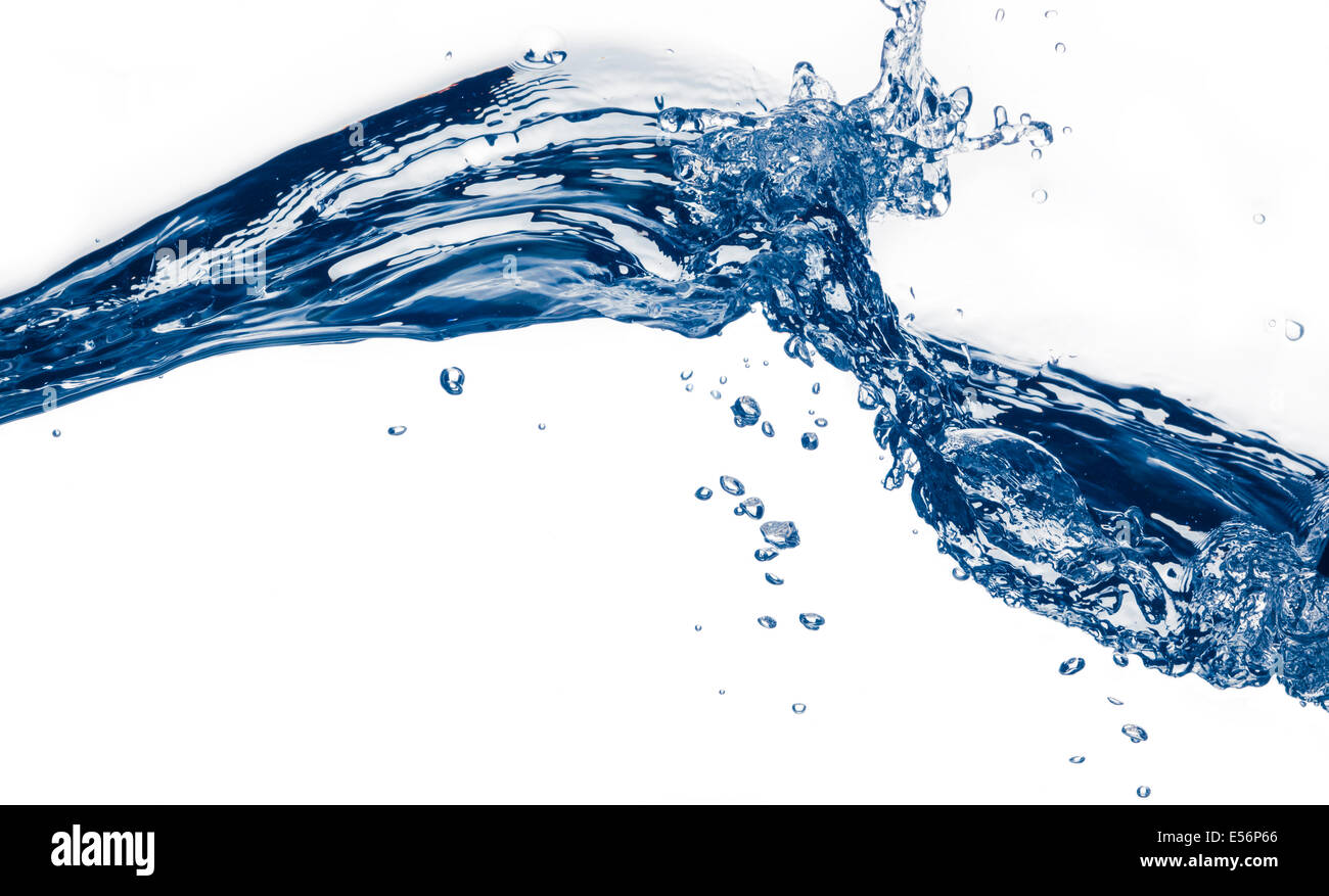 Water splash isolated on white. Close up of splash of water forming ...