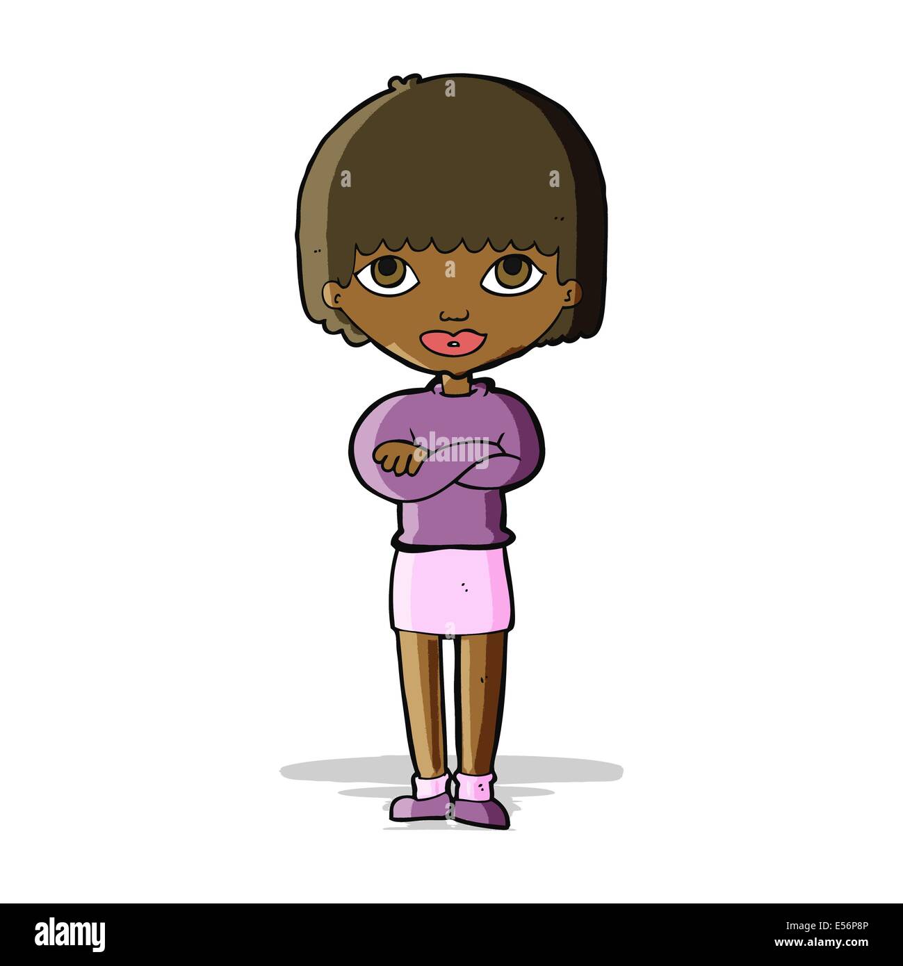 cartoon woman with folded arms Stock Vector Image & Art - Alamy