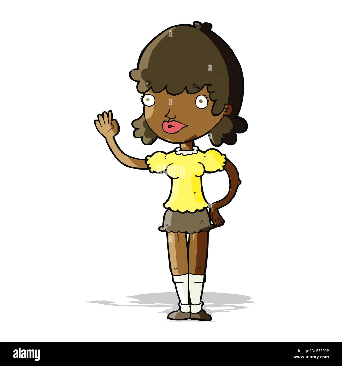 cartoon waving woman Stock Vector Image & Art - Alamy
