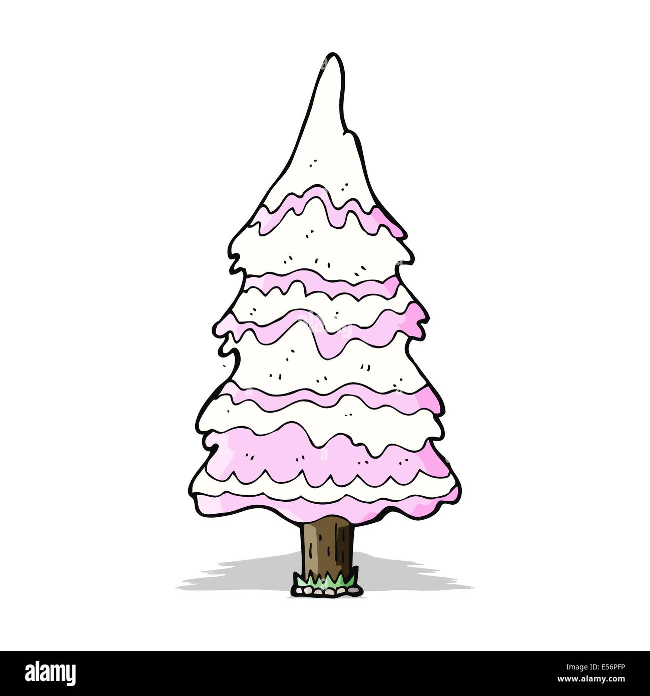cartoon pink snowy tree Stock Vector Image & Art - Alamy