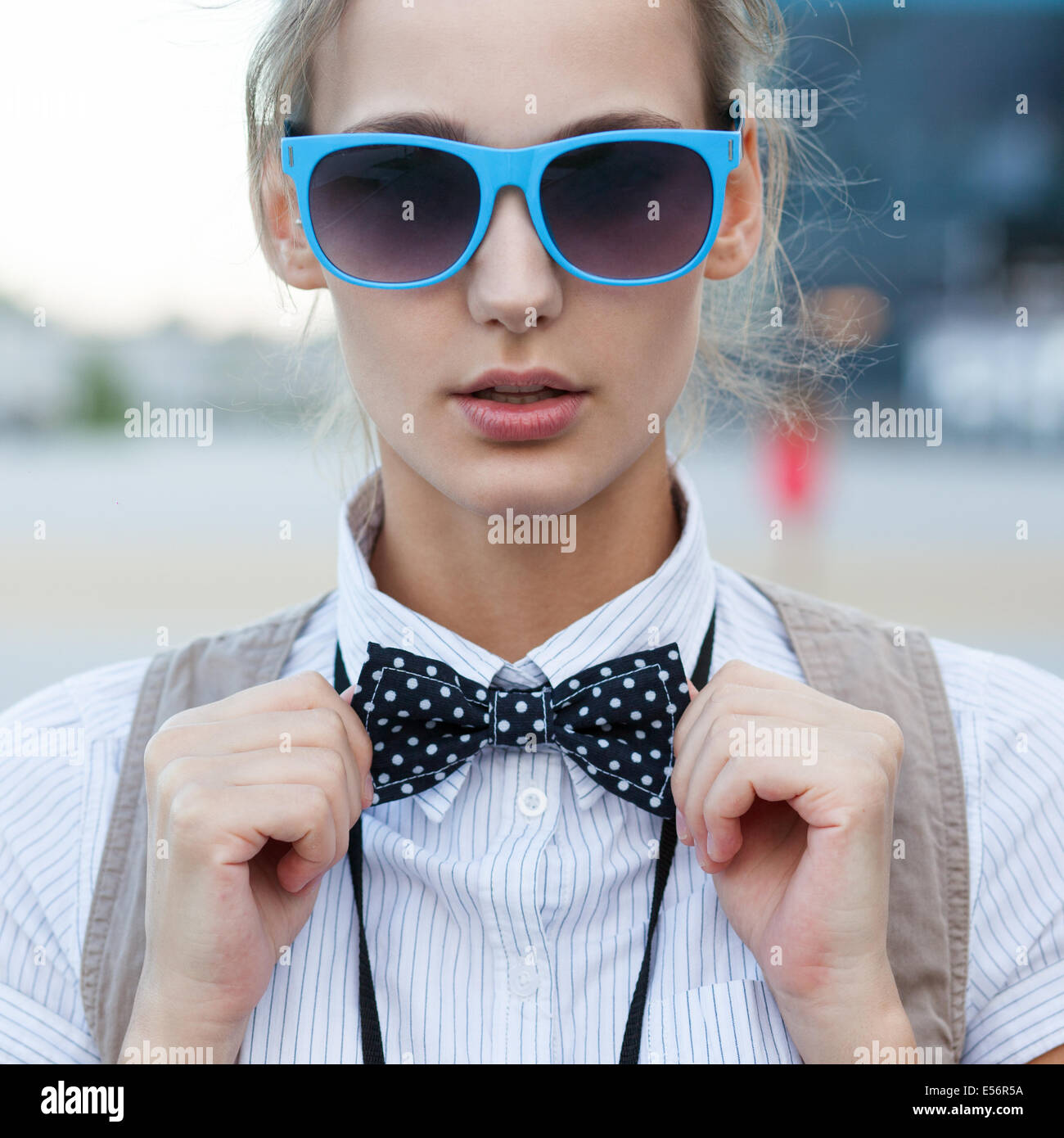 Closeup of trendy girl face Stock Photo - Alamy