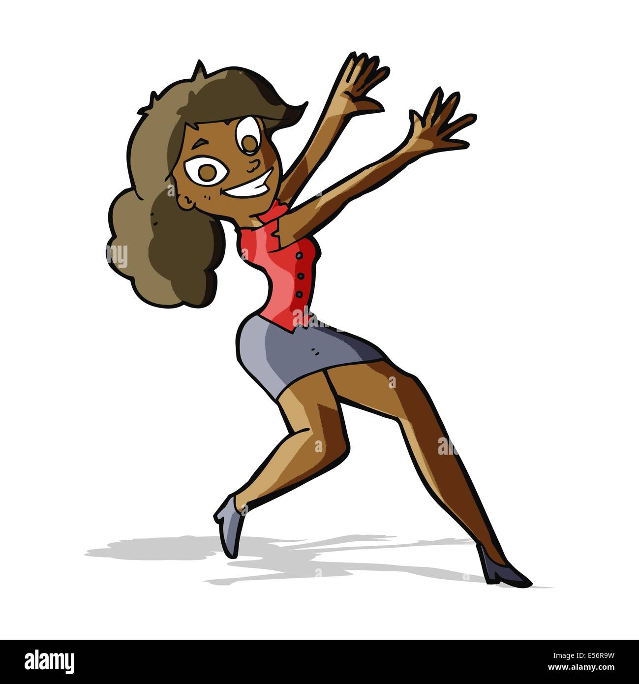 cartoon happy woman jumping Stock Vector Image & Art - Alamy
