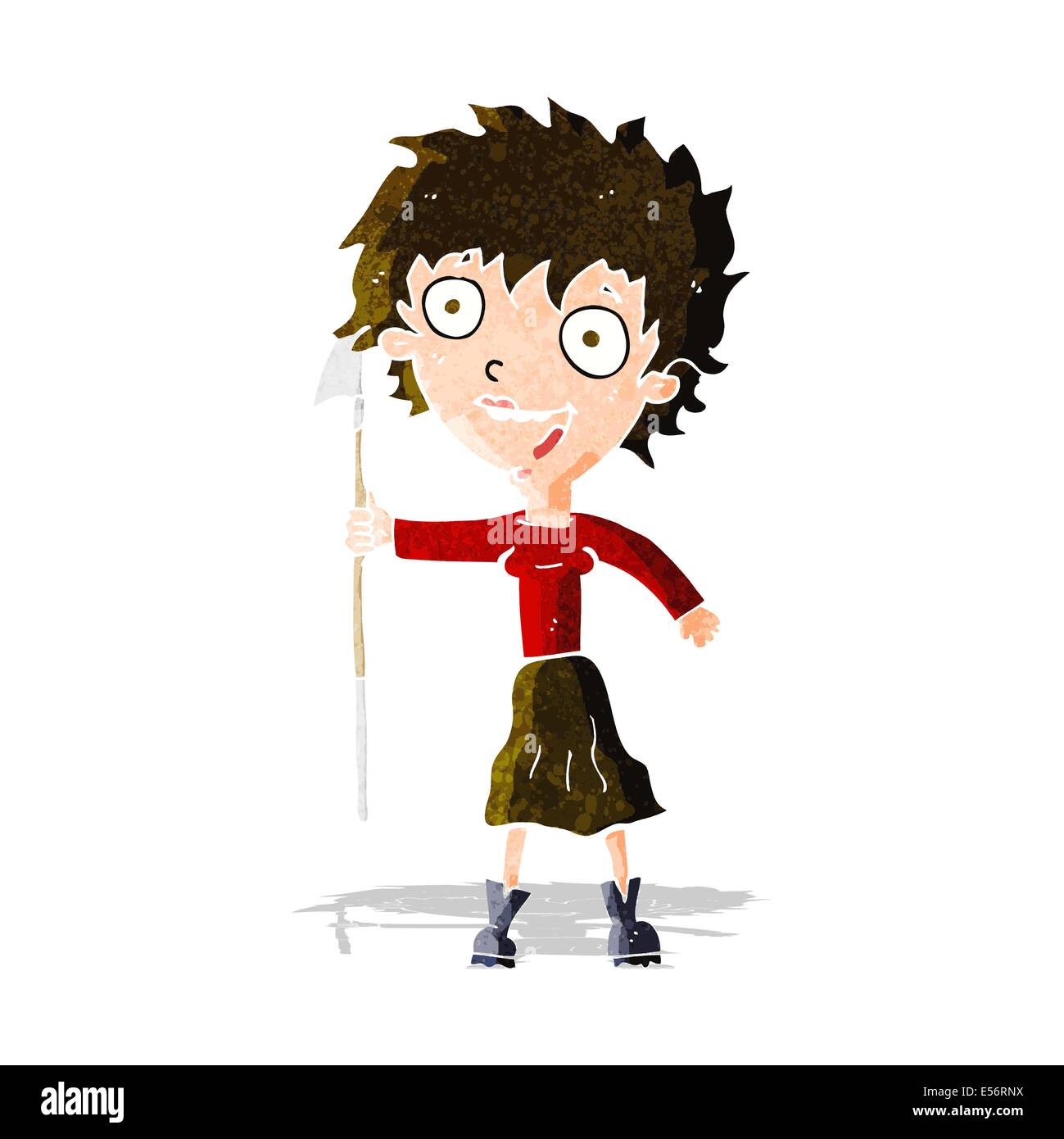 cartoon crazy woman with spear Stock Vector Image & Art - Alamy