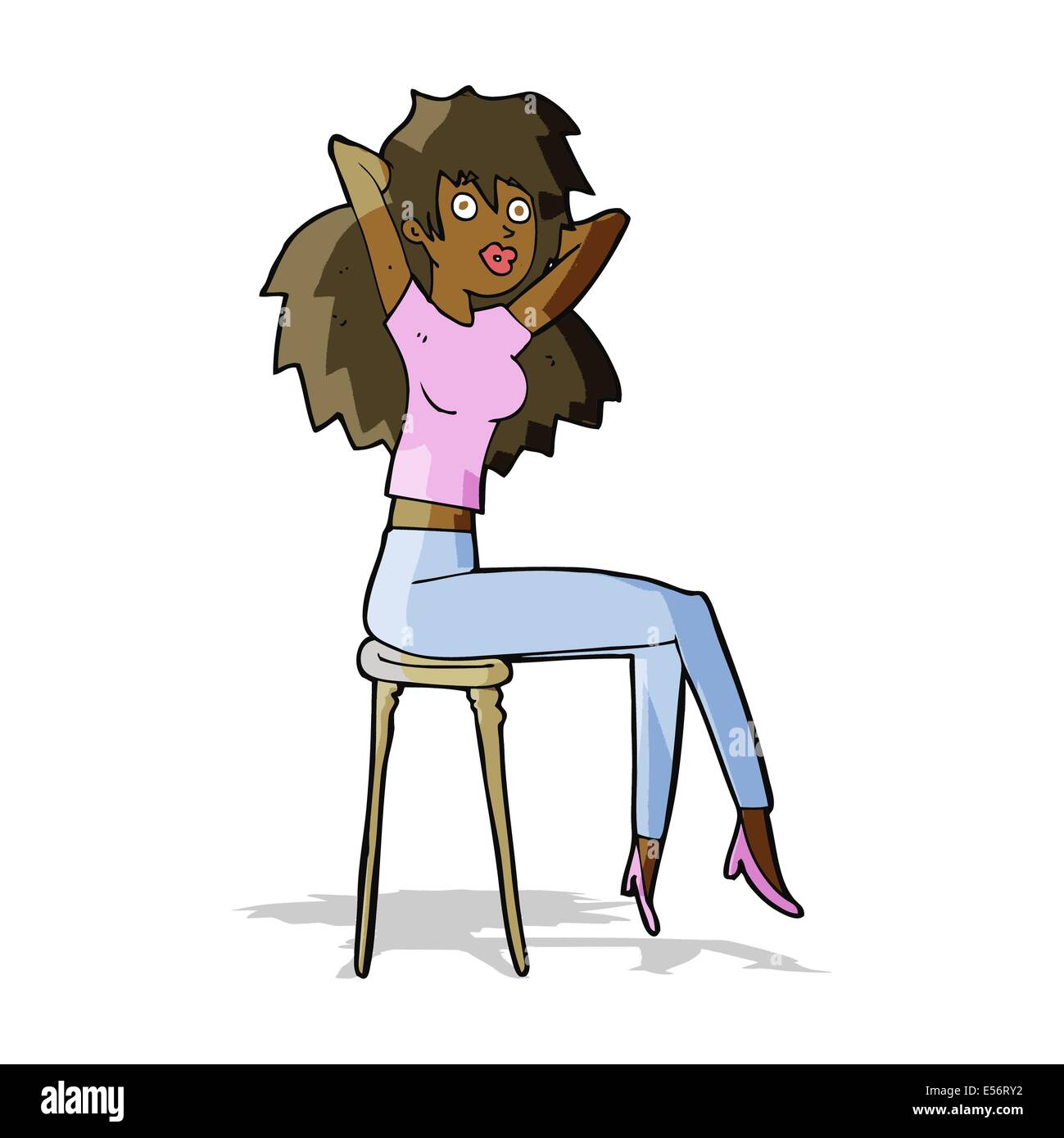 cartoon woman posing on stool Stock Vector Image & Art - Alamy