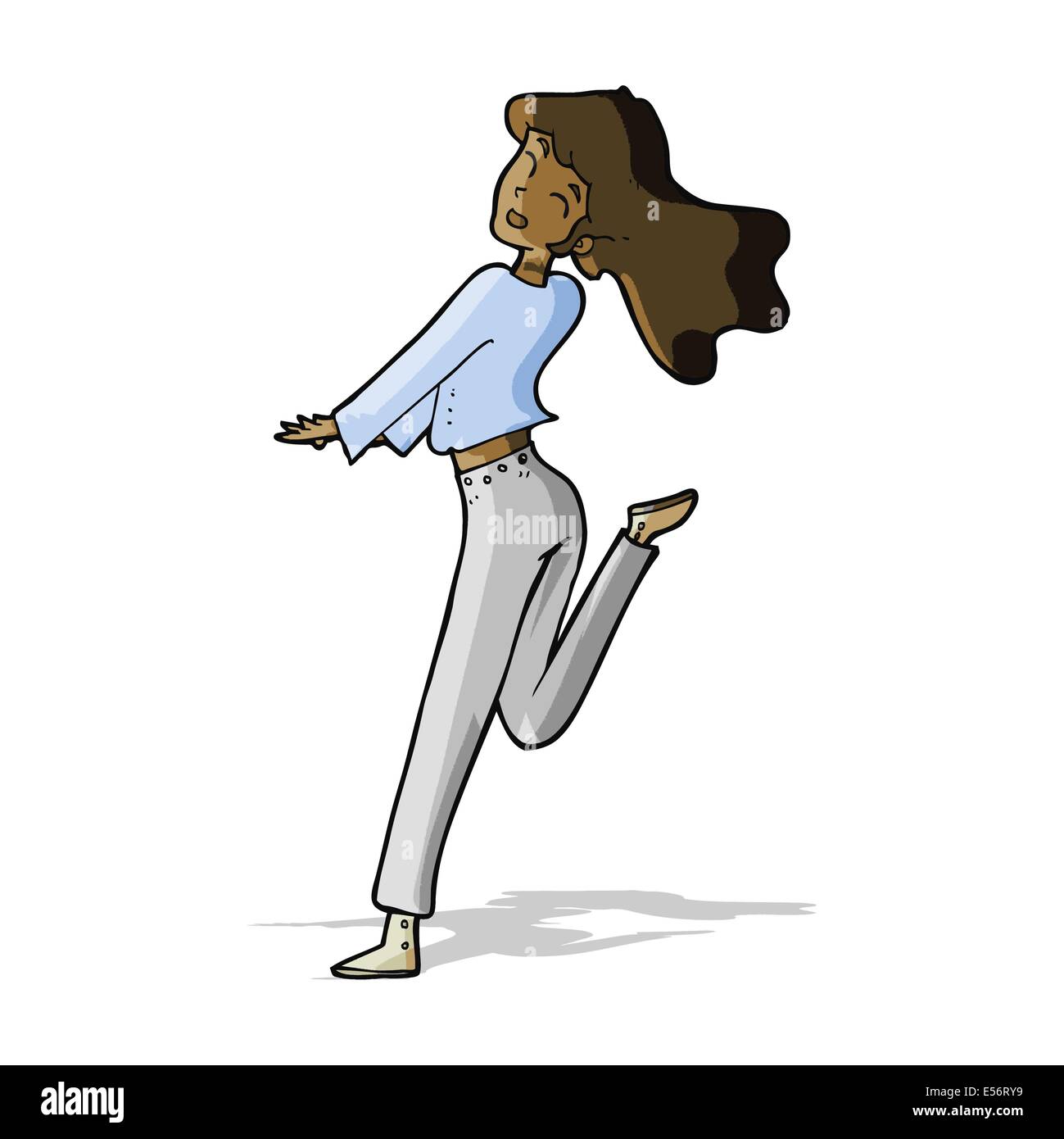 cartoon happy girl kicking out leg Stock Vector Image & Art - Alamy