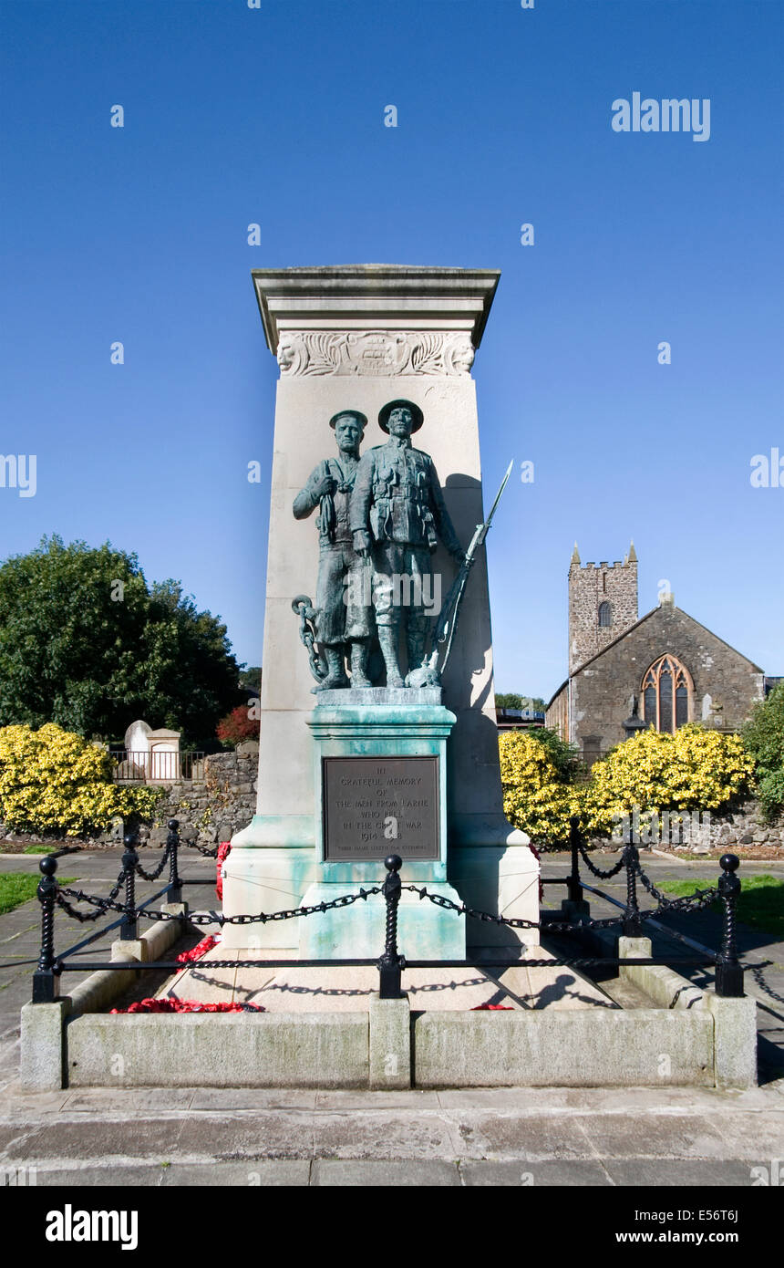 Larne War Memorial 1914-18 with Saint Cedma's Church of Ireland Stock ...