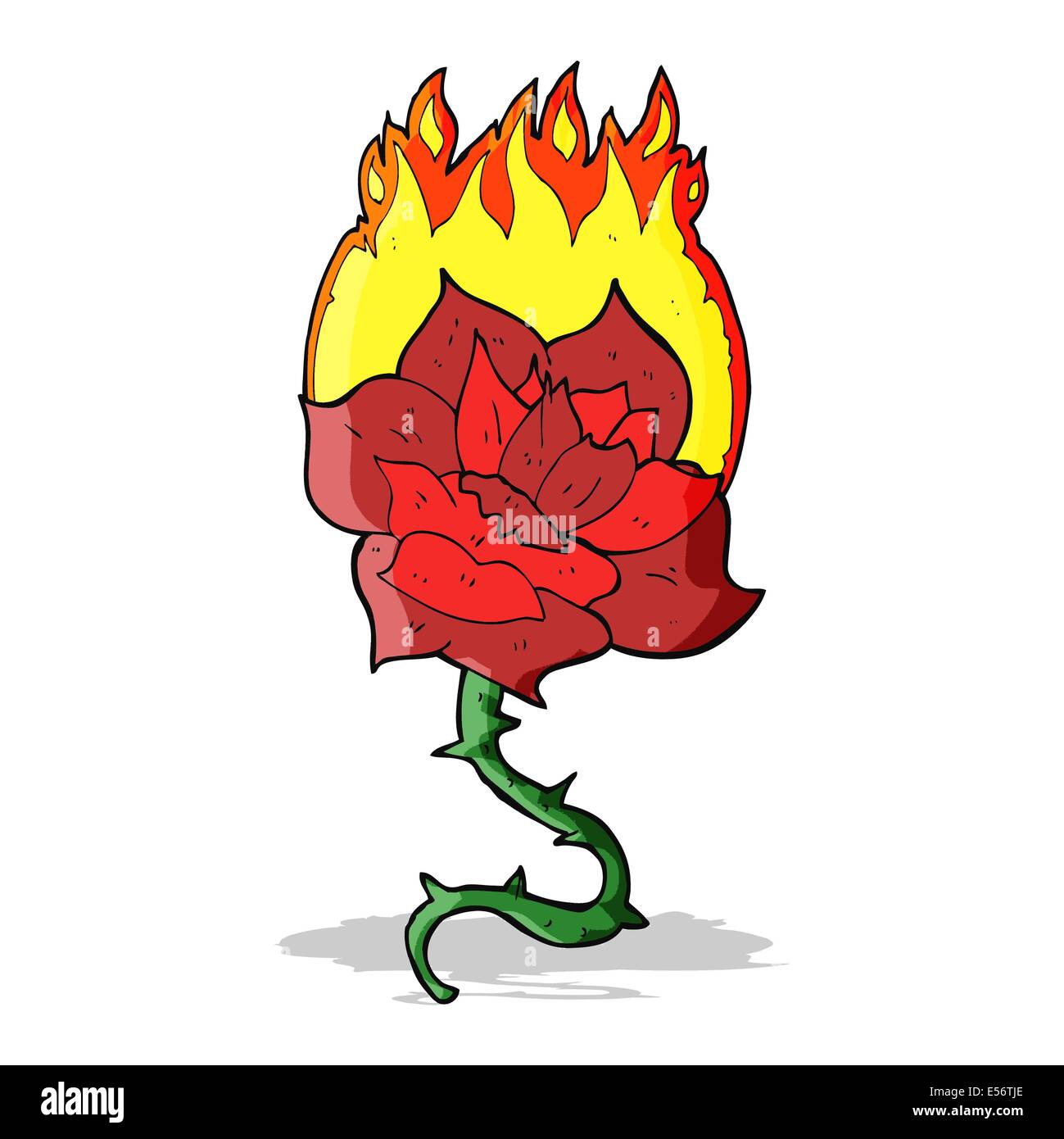 cartoon flaming rose tattoo Stock Vector Image & Art - Alamy