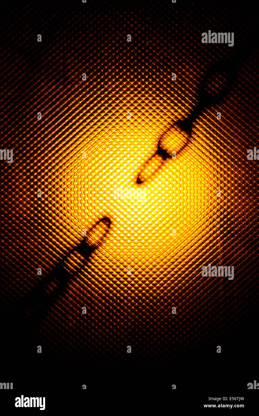 Strong metal chain in front of bright light with missing link Stock ...