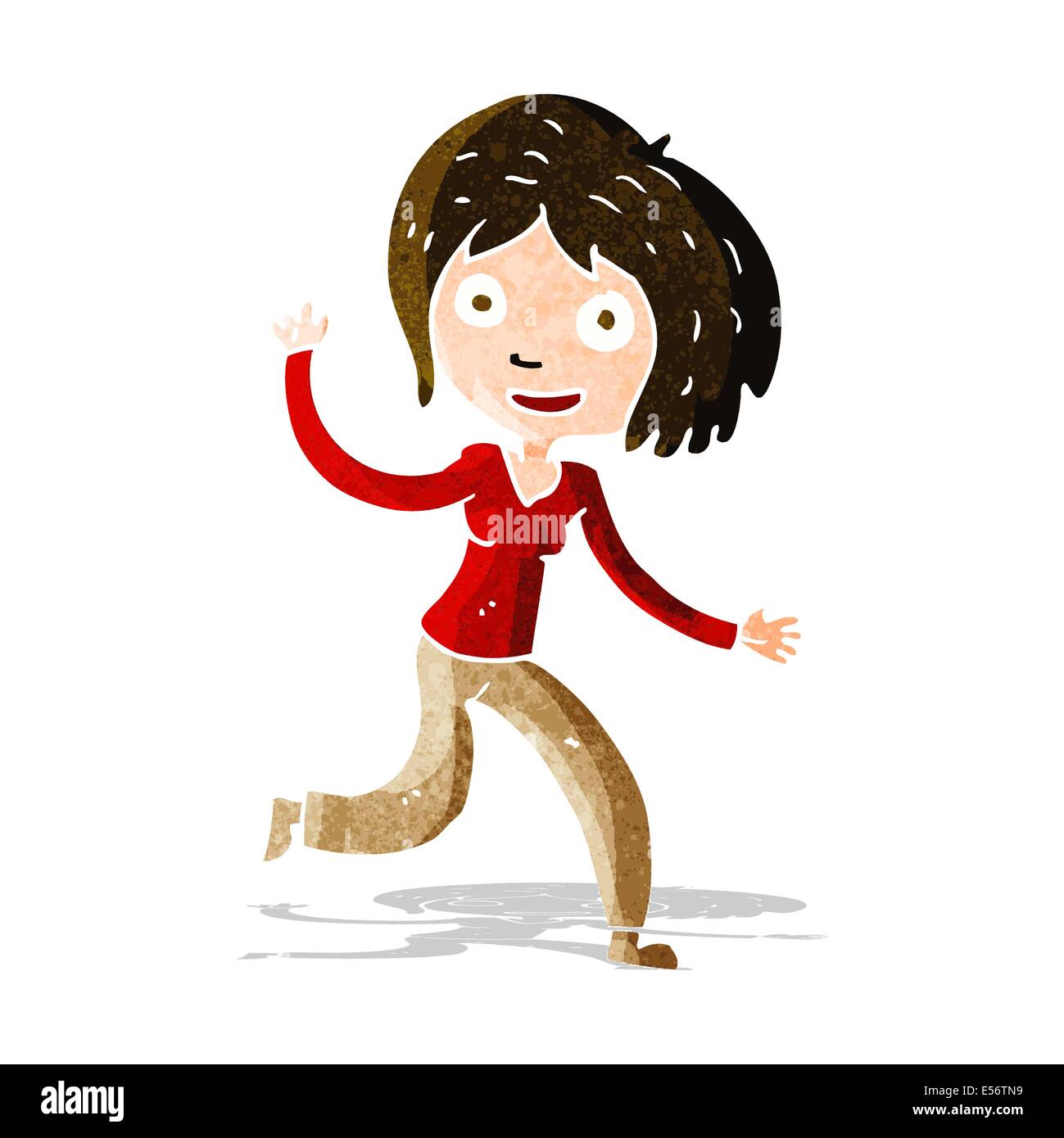 cartoon happy waving girl Stock Vector Image & Art - Alamy