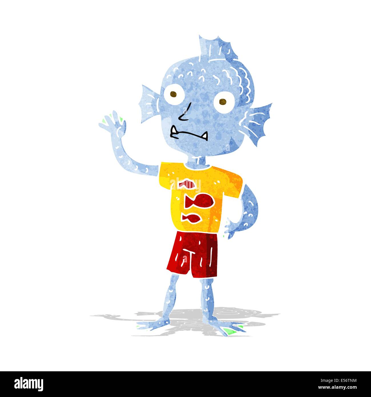 Cartoon waving fish boy Cut Out Stock Images & Pictures - Alamy