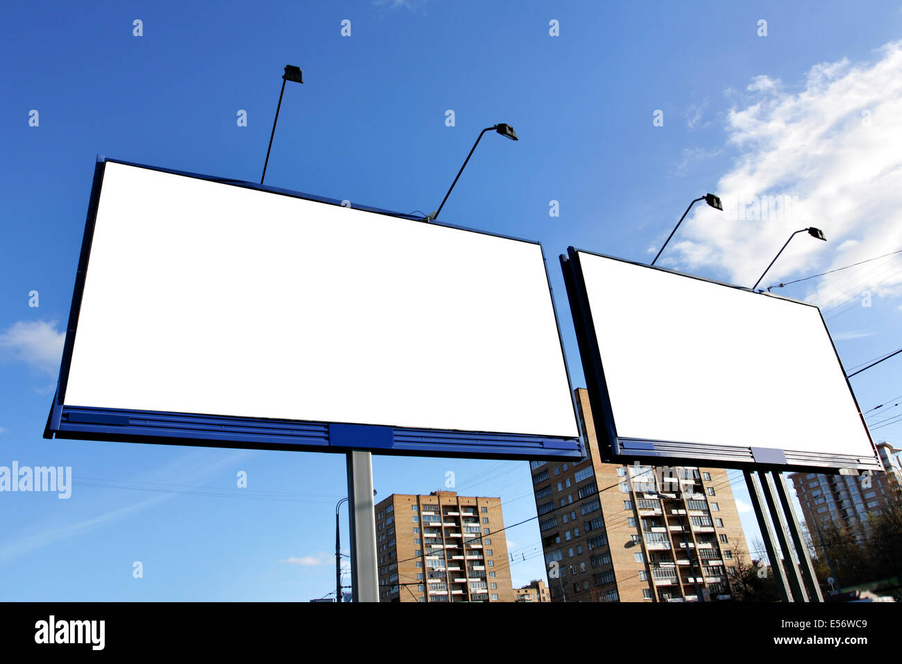 Two blank billboards on a street close up Stock Photo - Alamy