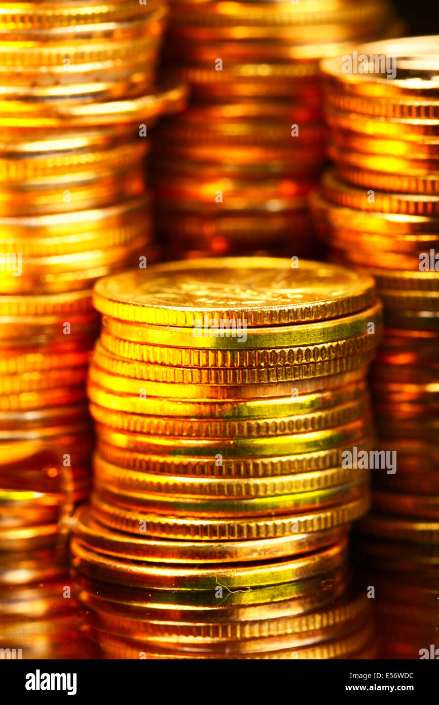 Stack of the gold coins close up Stock Photo - Alamy