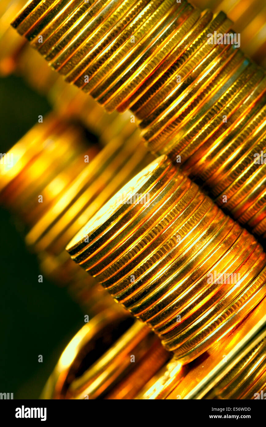 Stack of the gold coins close up Stock Photo - Alamy