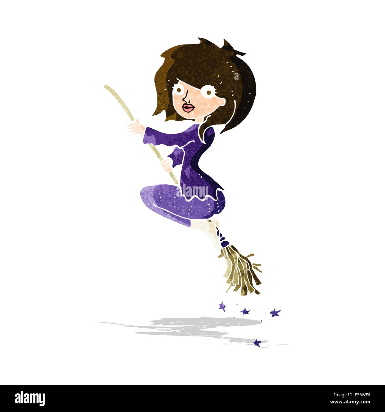 cartoon witch riding broomstick Stock Vector Image & Art - Alamy